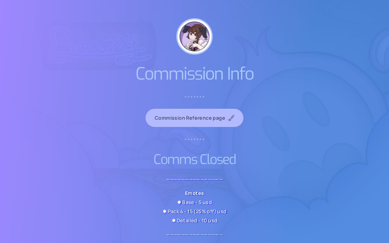 LittleBonesyBoo's Commission Info